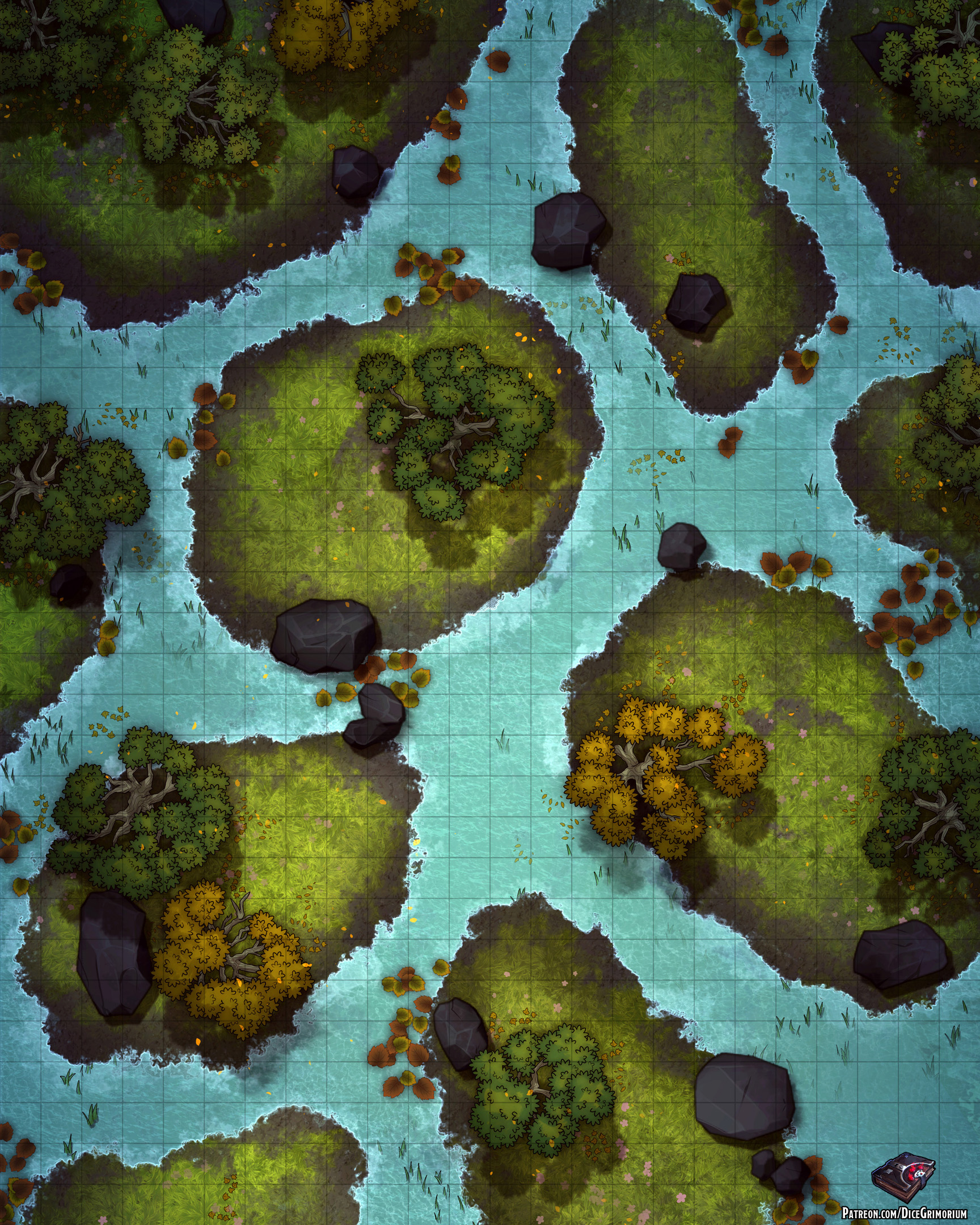 Forest Islets - D&D Map for Roll20 And Tabletop - Dice Grimorium