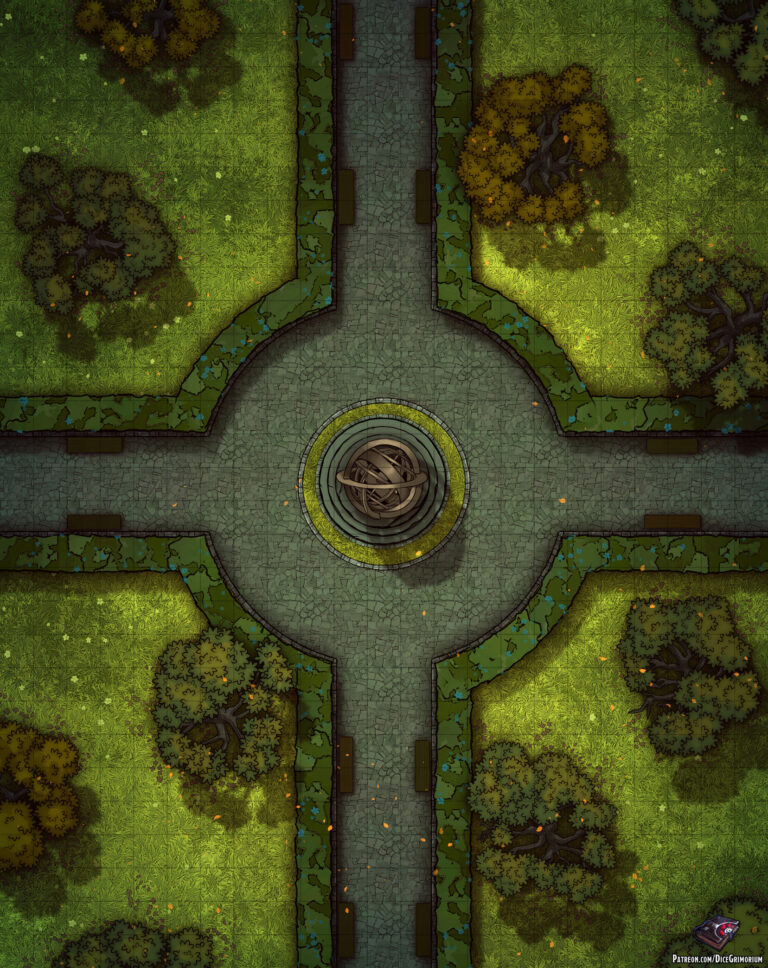 Royal Garden Crossroads - D&D Map for Roll20 And Tabletop - Dice Grimorium