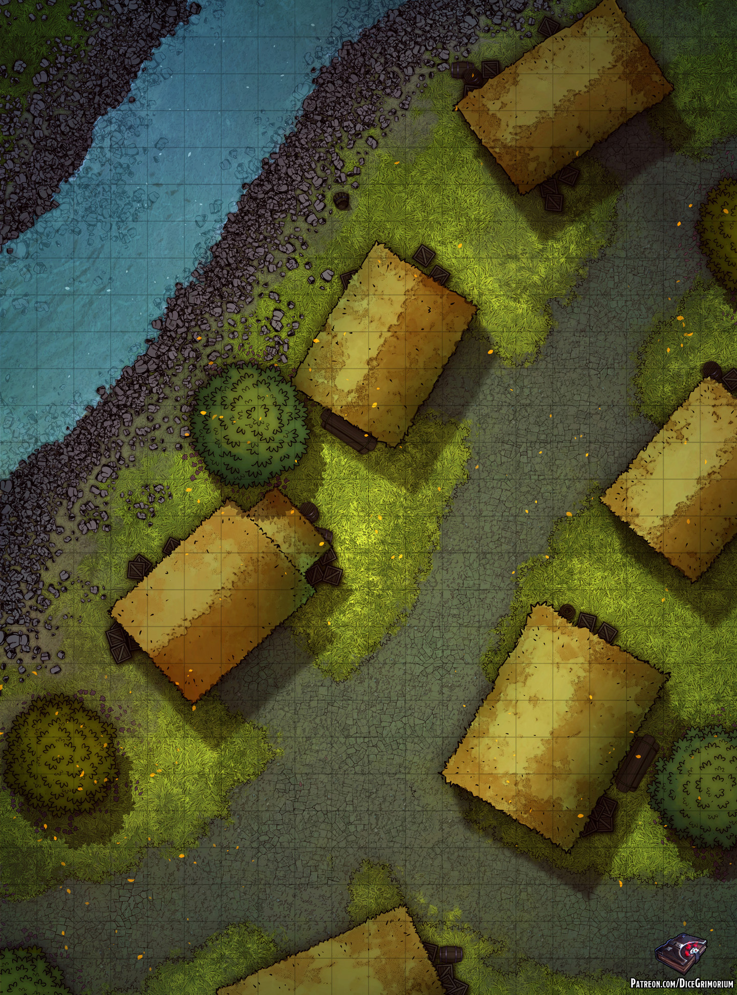 Riverside Village - D&D Map for Roll20 And Tabletop - Dice Grimorium