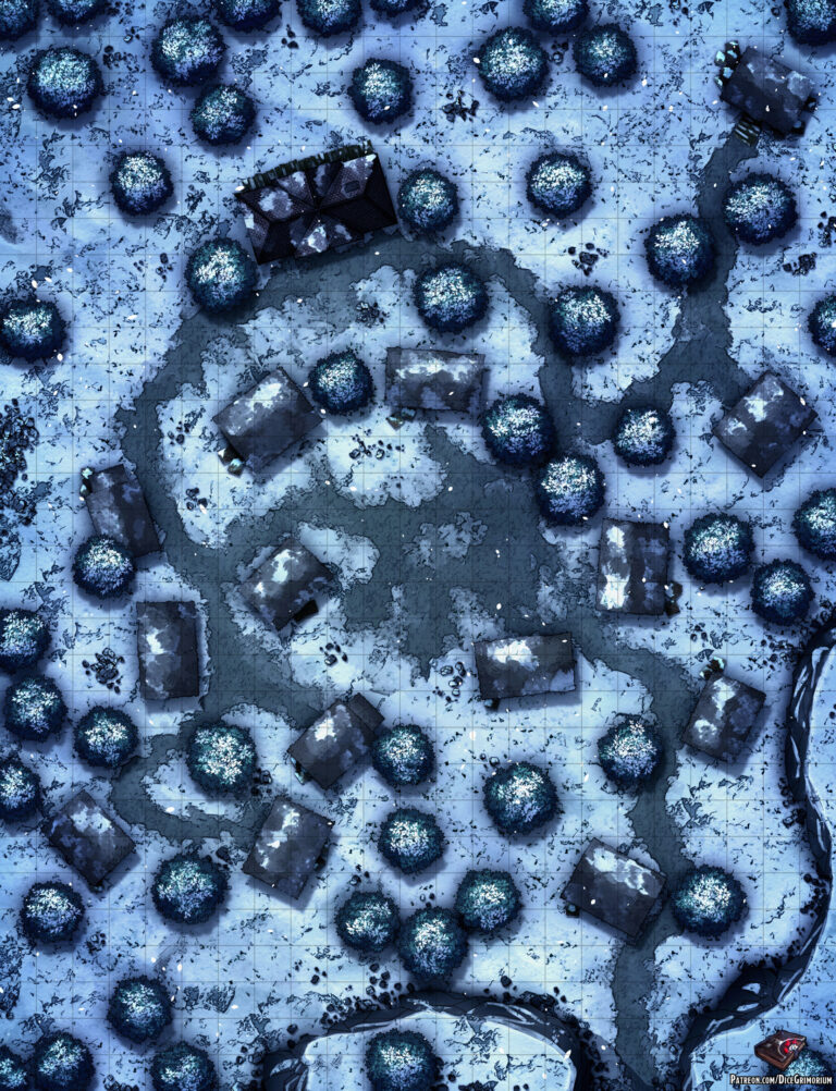 Snowy Village - D&D Map for Roll20 And Tabletop - Dice Grimorium