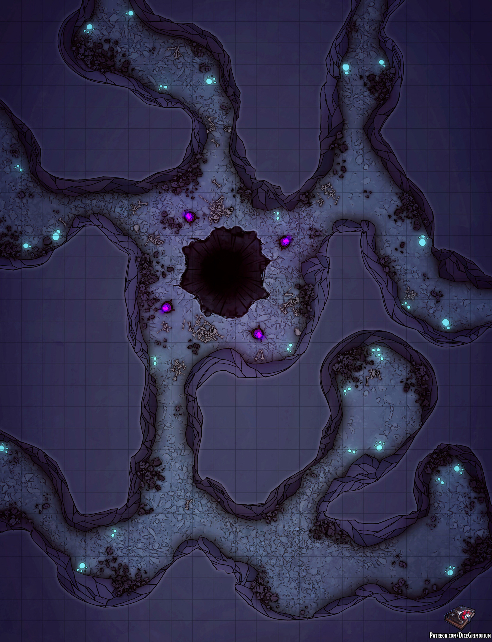 Cavern Pit - D&D Map for Roll20 And Tabletop - Dice Grimorium