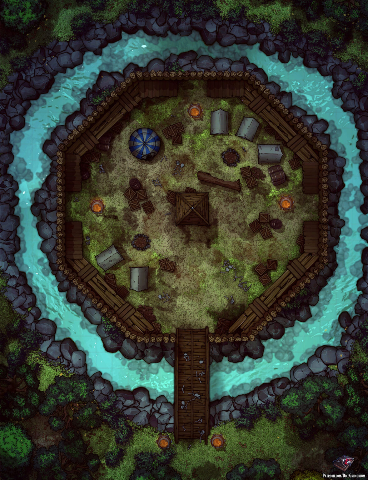 Forest Bandit Fort - D&D Map for Roll20 And Tabletop - Dice Grimorium