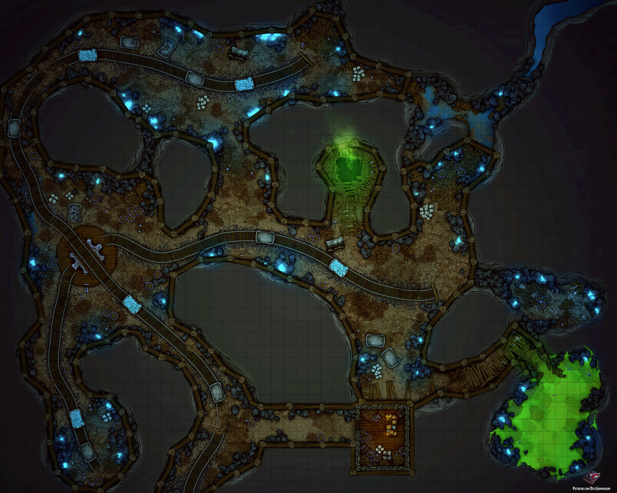 Ouroweave Mine - D&D Map for Roll20 And Tabletop - Dice Grimorium