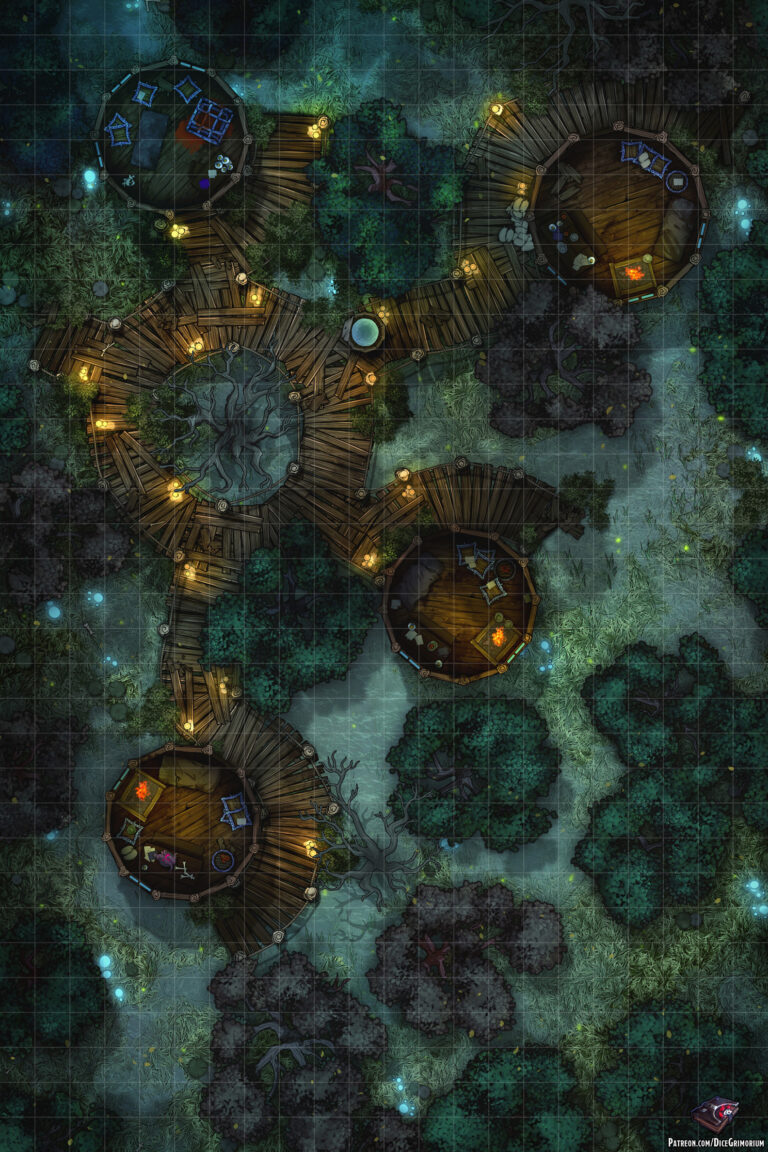 Swamp Hags' Huts - D&D Map for Roll20 And Tabletop - Dice Grimorium