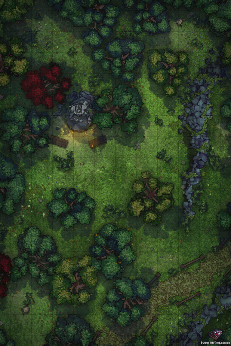 Forest Worshipping Site - D&D Map for Roll20 And Tabletop - Dice Grimorium