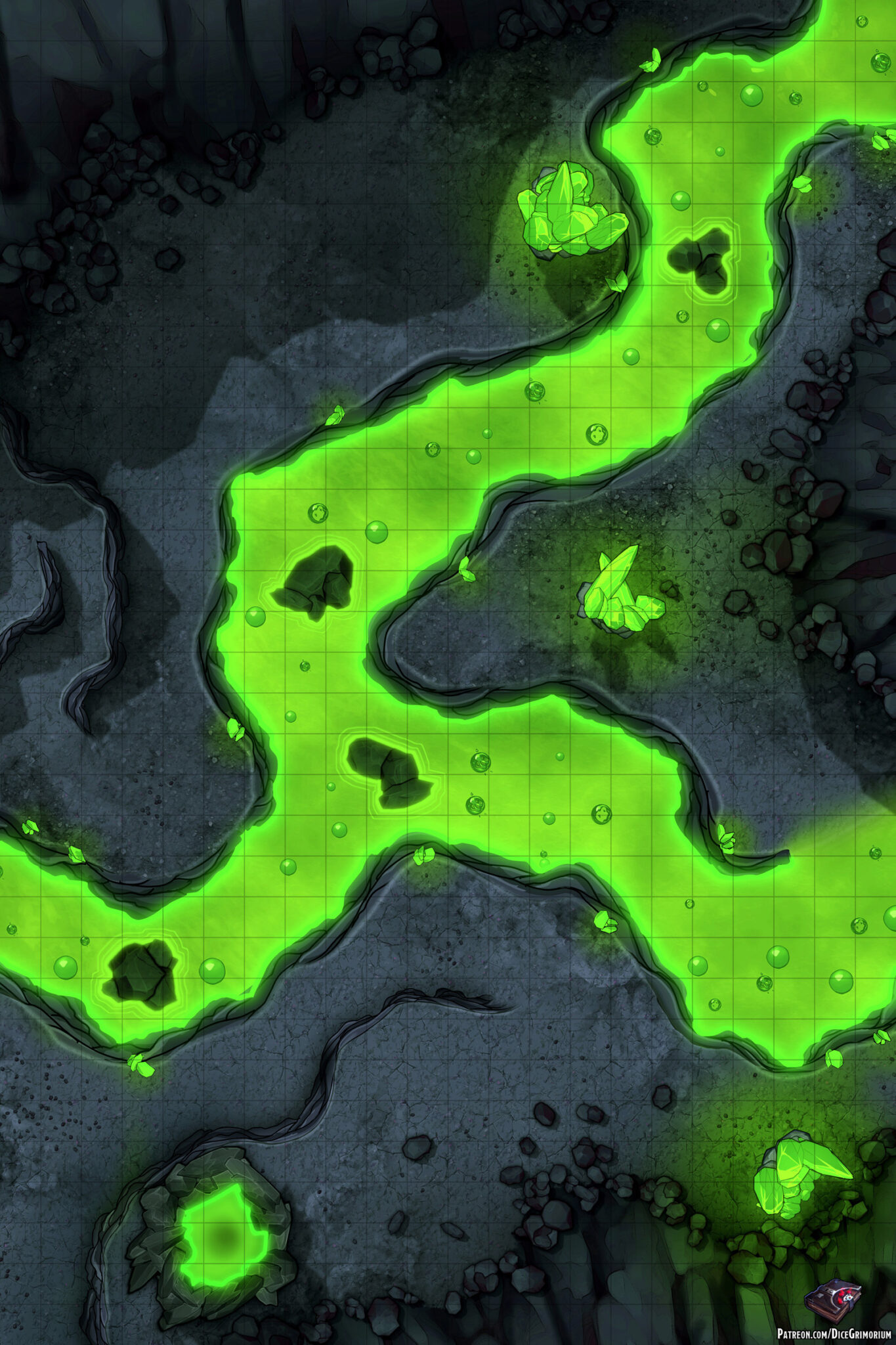 Acidic Passage Vol. 2 - D&D Map for Roll20 And Tabletop - Dice Grimorium