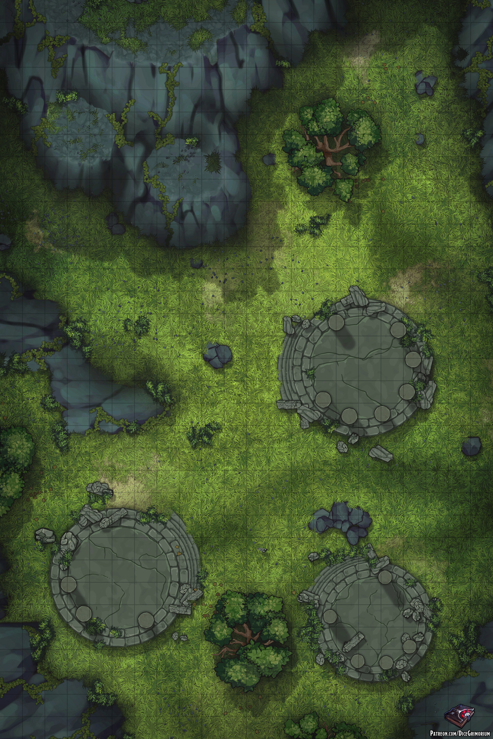 Forest Ruins - D&D Map for Roll20 And Tabletop - Dice Grimorium