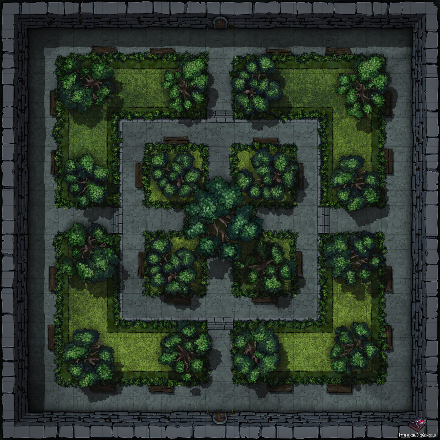 Palace Courtyard - D&D Map for Roll20 And Tabletop - Dice Grimorium