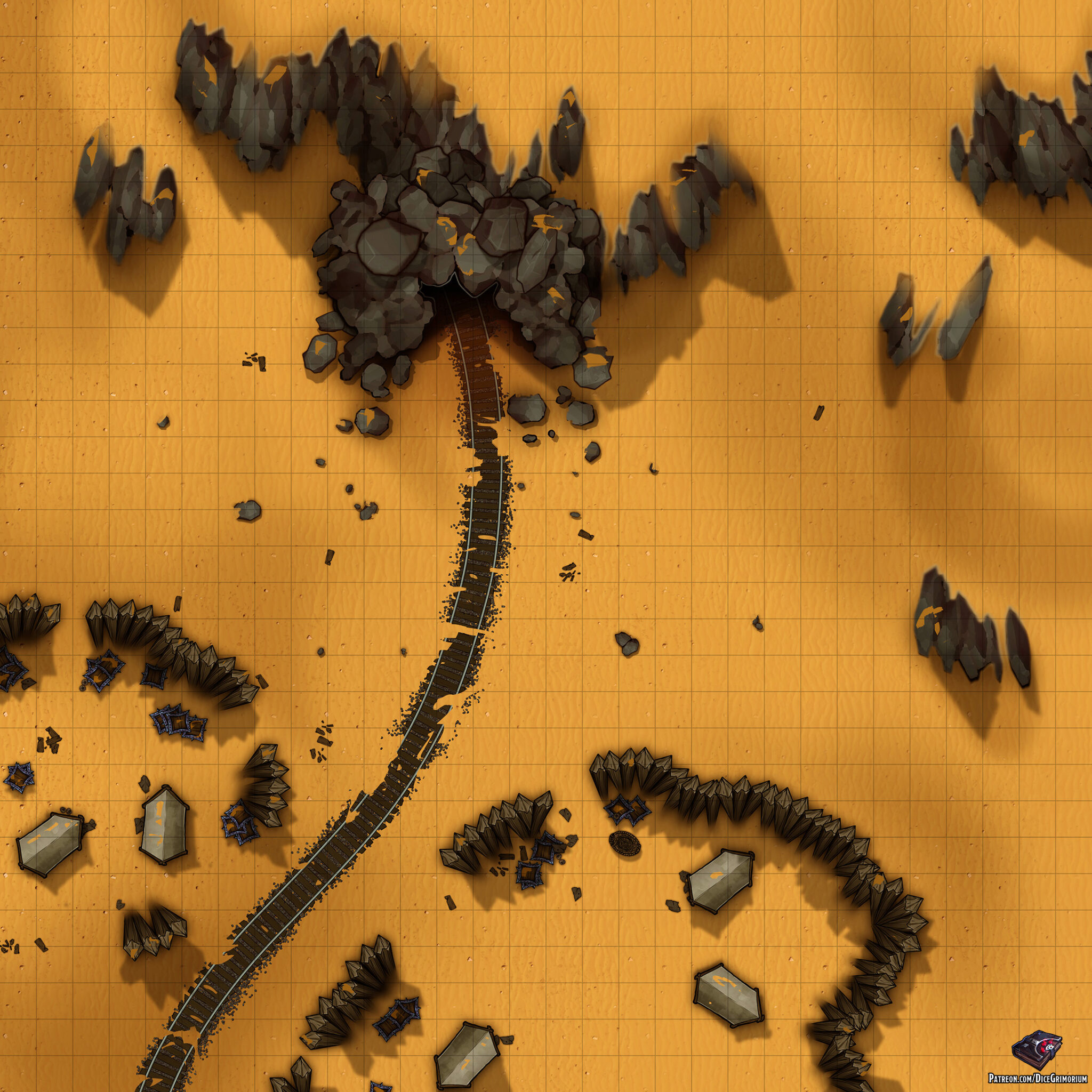 Desert Mine Entrance - D&D Map for Roll20 And Tabletop - Dice Grimorium