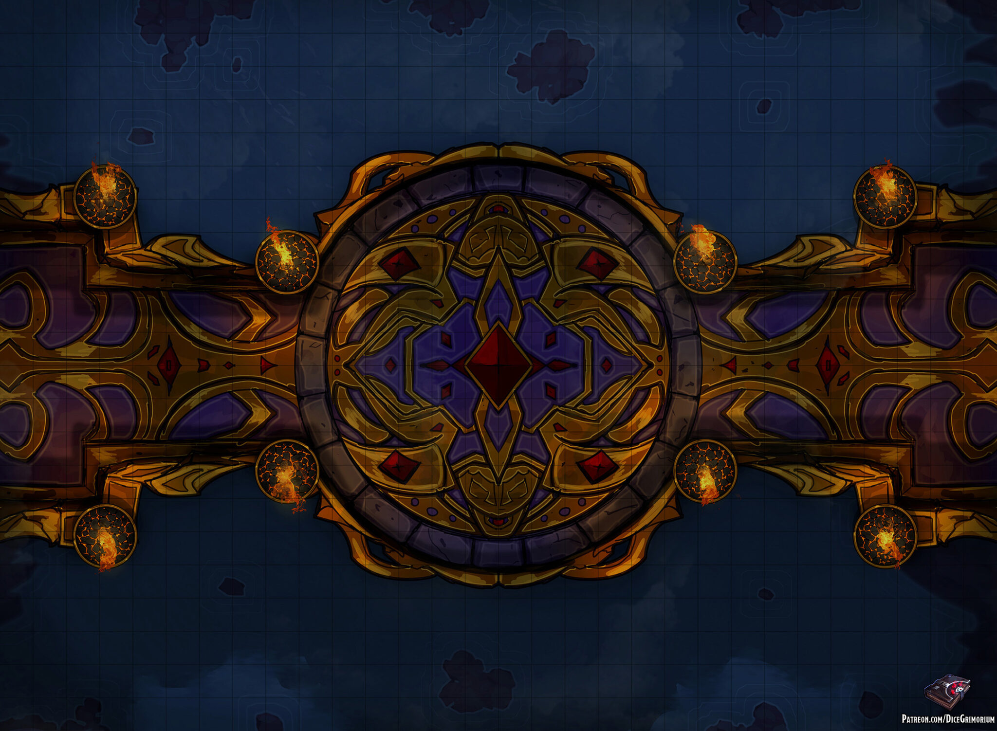 Ornamental Bridge - D&D Map for Roll20 And Tabletop - Dice Grimorium