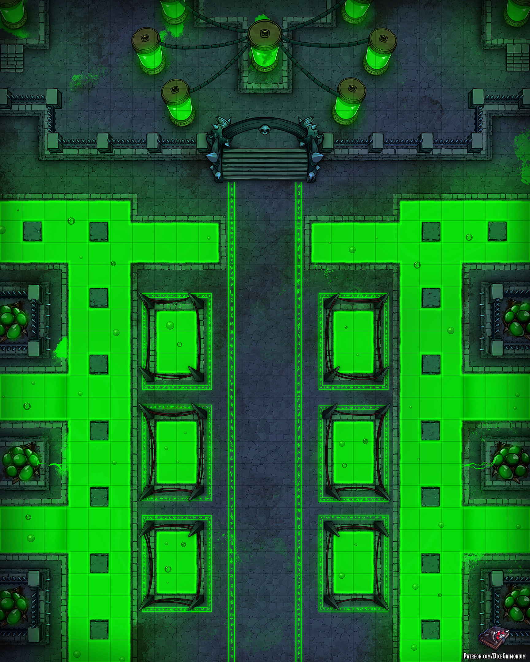 Dark Temple Interior - D&D Map for Roll20 And Tabletop - Dice Grimorium