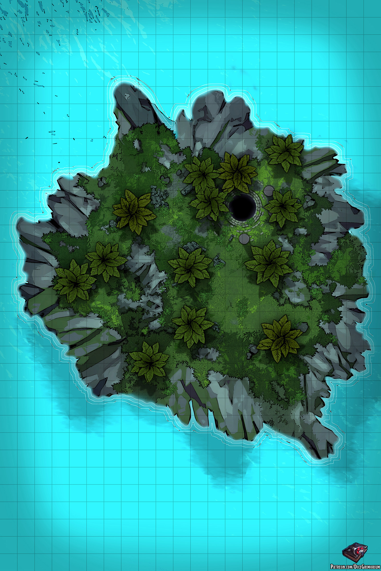Island Ruins - D&D Map for Roll20 And Tabletop - Dice Grimorium
