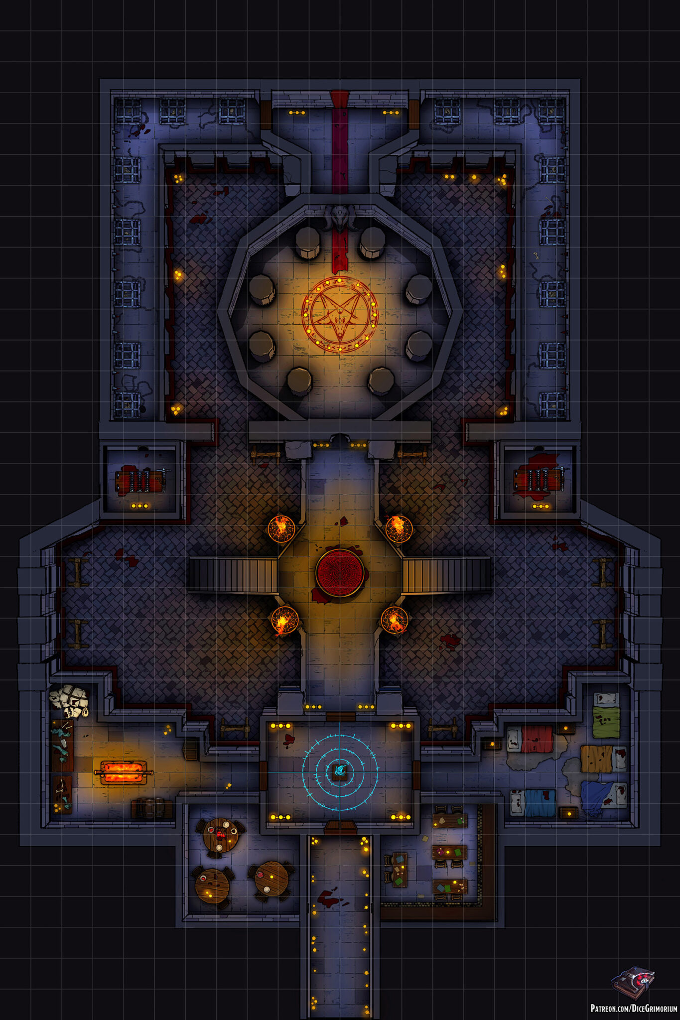 Baphomet Cultists' Lair - D&D Map for Roll20 And Tabletop - Dice Grimorium