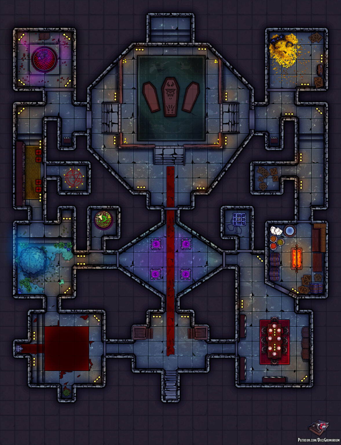 Vampire Lair - D&D Map for Roll20 And Tabletop - Dice Grimorium