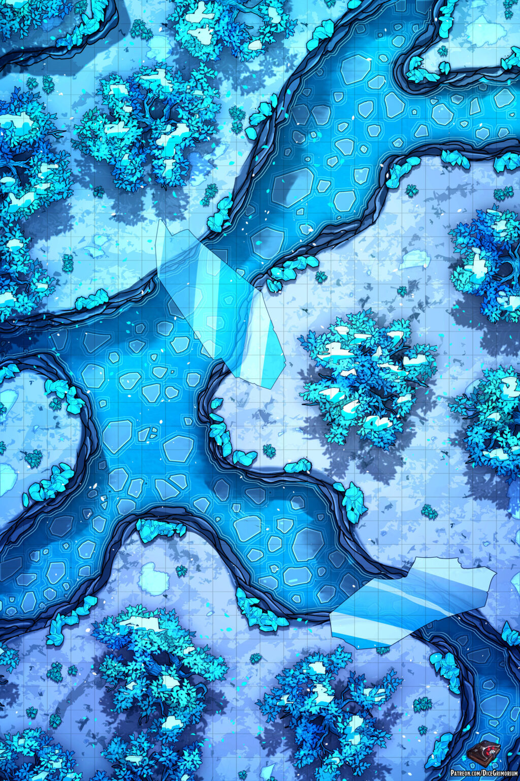 Frozen Forest Path - D&D Map for Roll20 And Tabletop - Dice Grimorium
