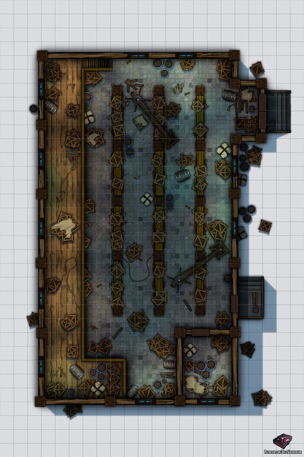 Warehouse - D&D Map for Roll20 And Tabletop - Dice Grimorium