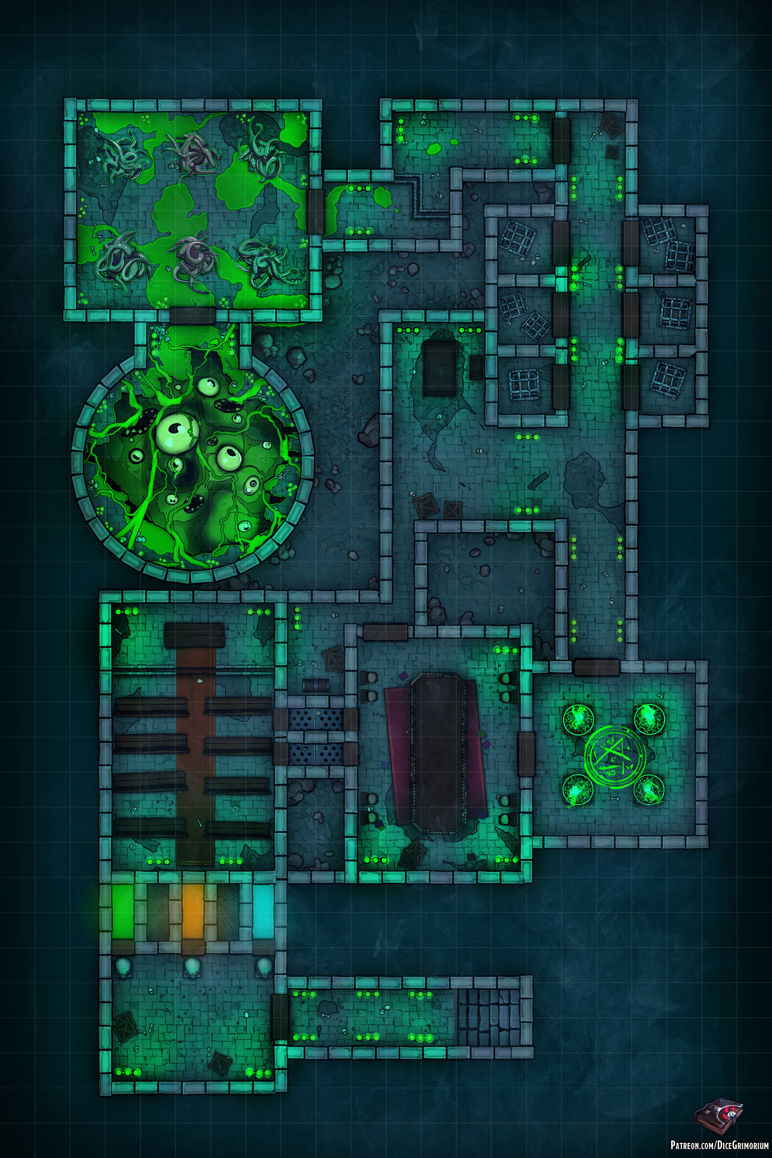 Eldritch Dungeon - D&D Map for Roll20 And Tabletop - Dice Grimorium