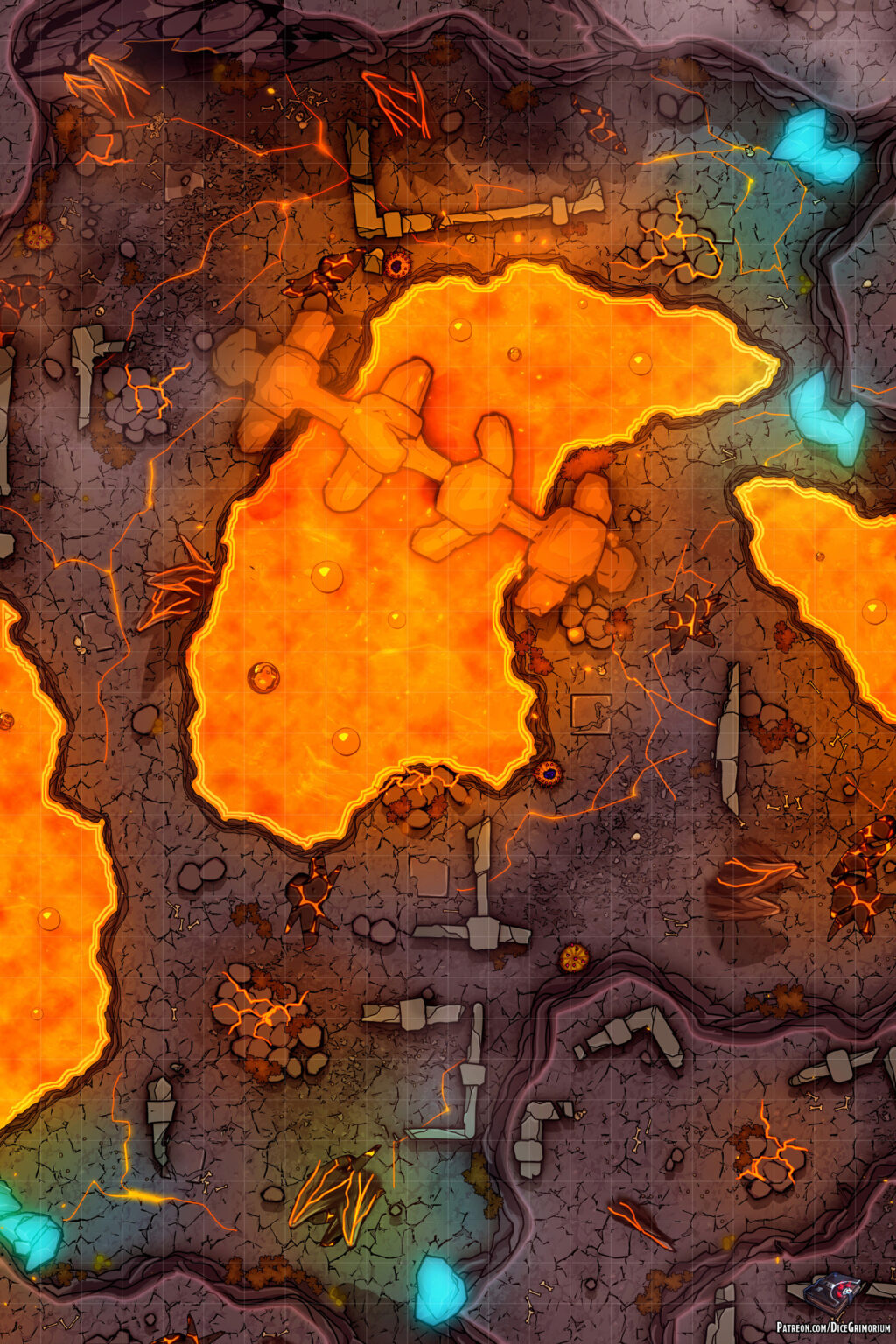 Volcanic Path - D&D Map for Roll20 And Tabletop - Dice Grimorium