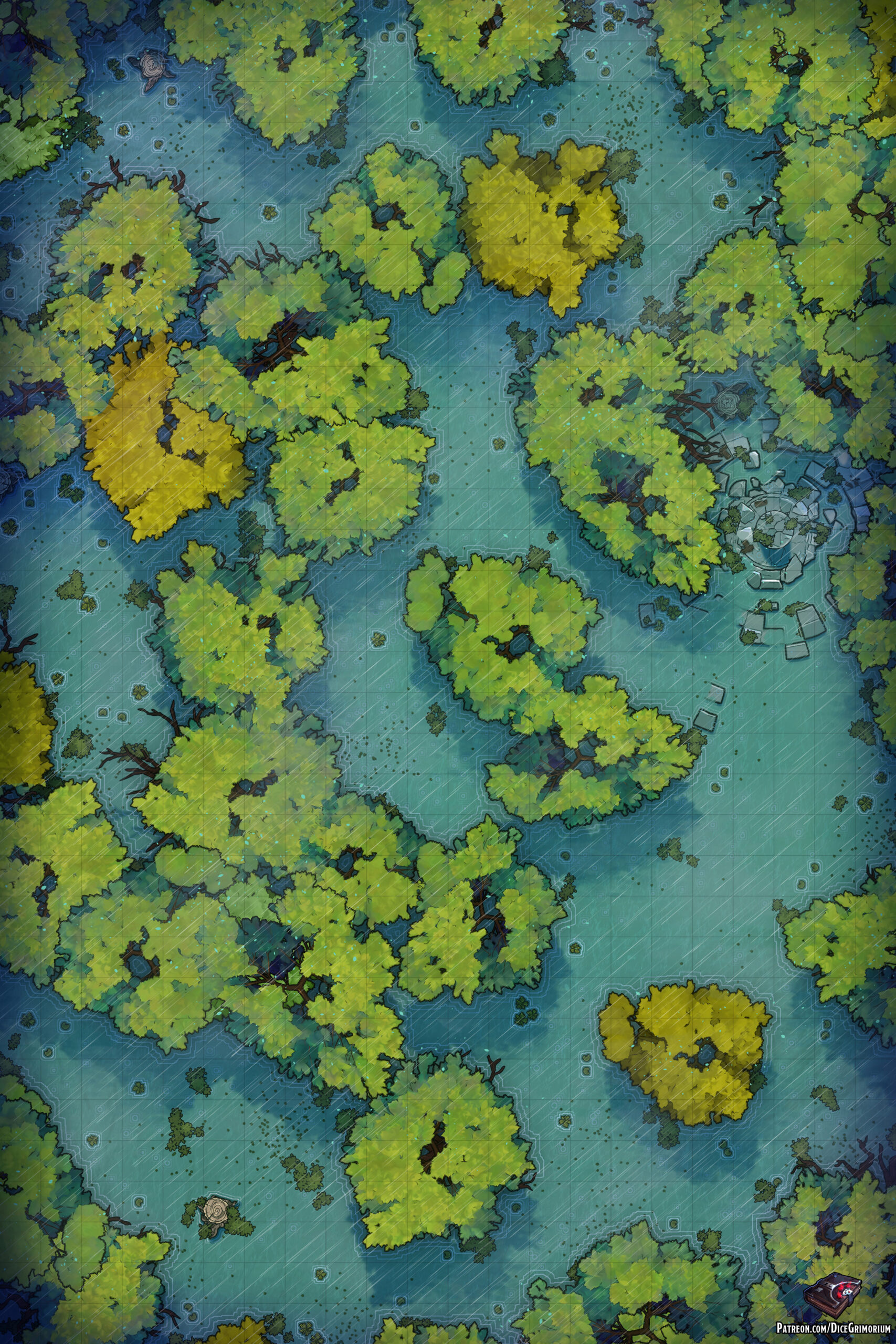 Flooded Forest - D&D Map for Roll20 And Tabletop - Dice Grimorium