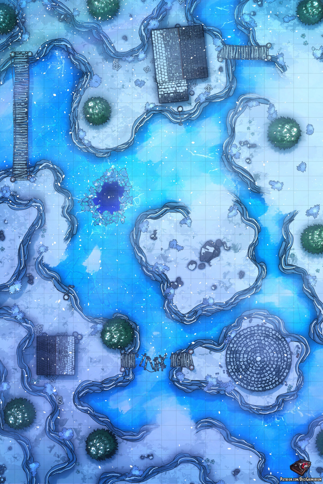 Icy Mountain Pass - D&D Map for Roll20 And Tabletop - Dice Grimorium