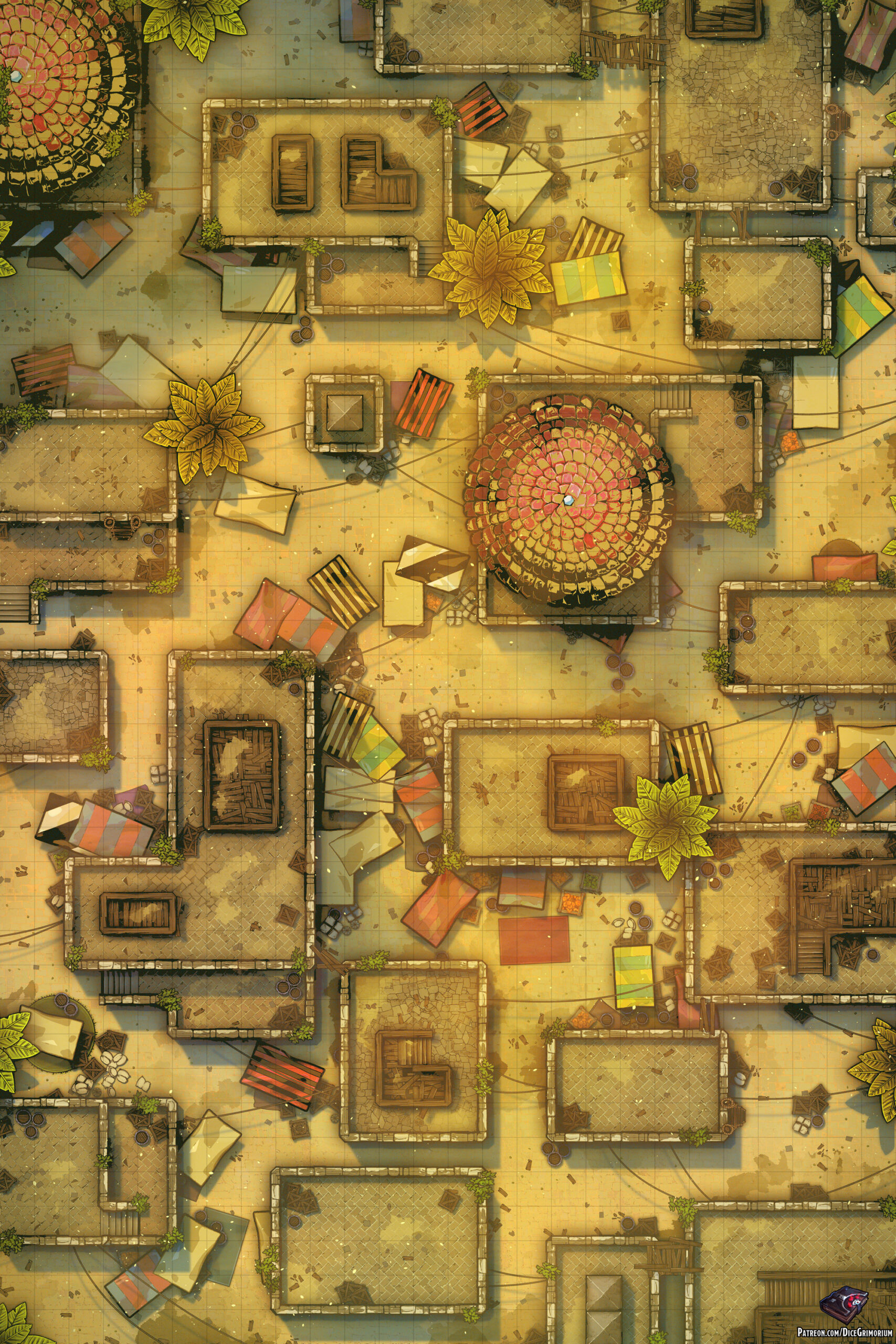 Desert Market Streets - D&D Map for Roll20 And Tabletop - Dice Grimorium