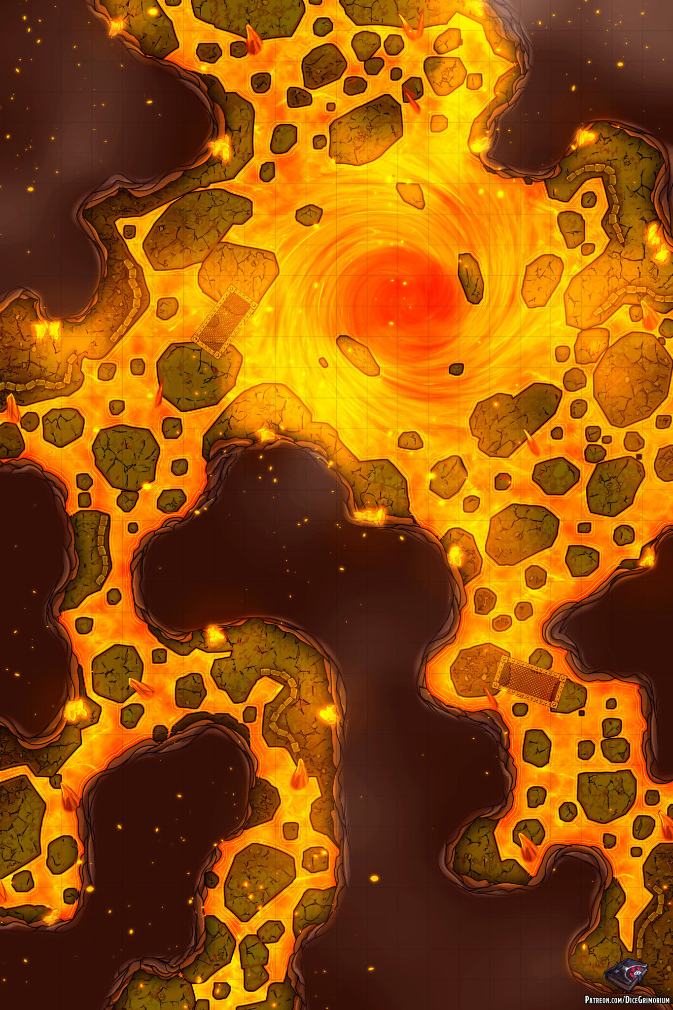 Lava Cave Tunnels - D&D Map for Roll20 And Tabletop - Dice Grimorium