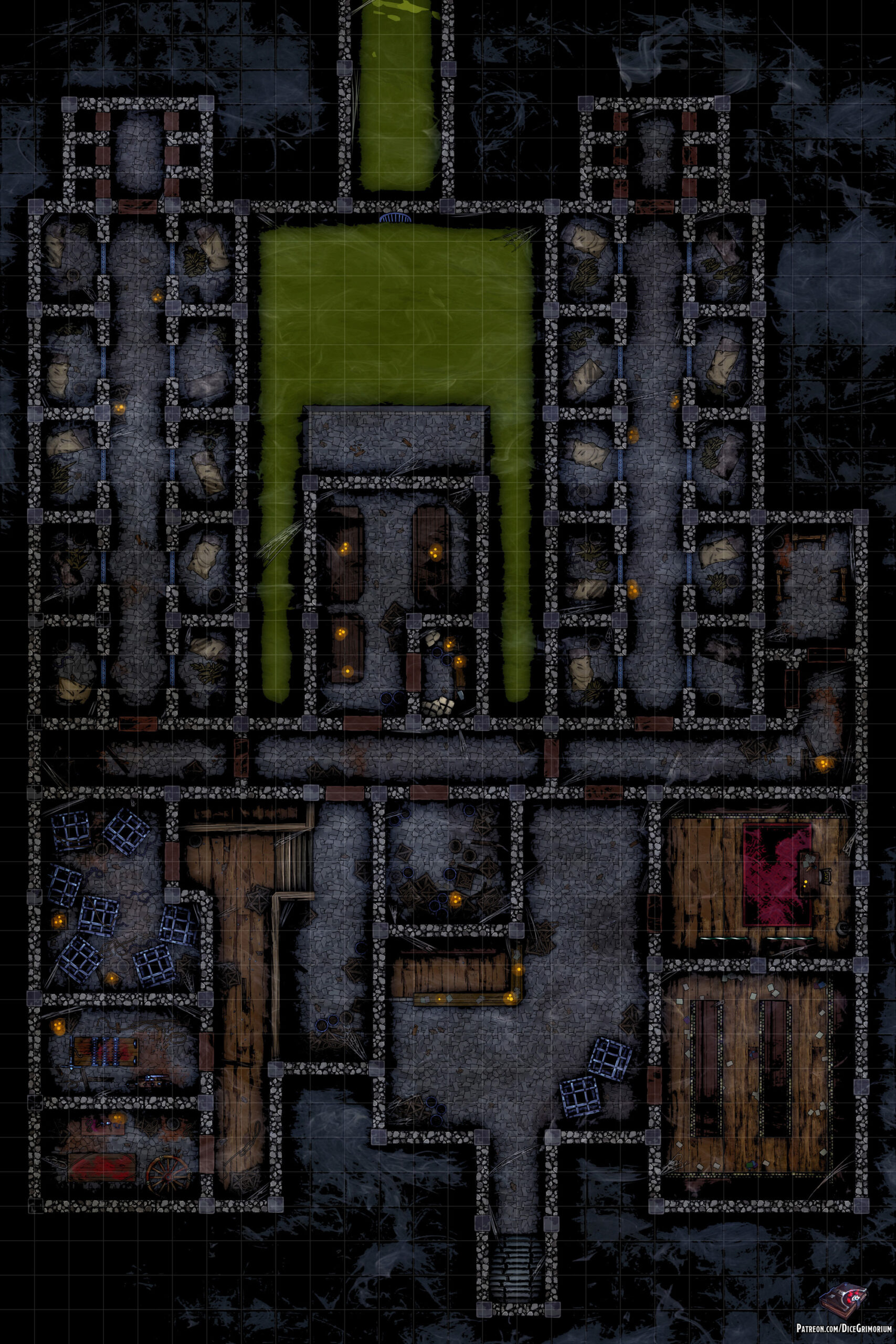 Old Prison - D&D Map for Roll20 And Tabletop - Dice Grimorium