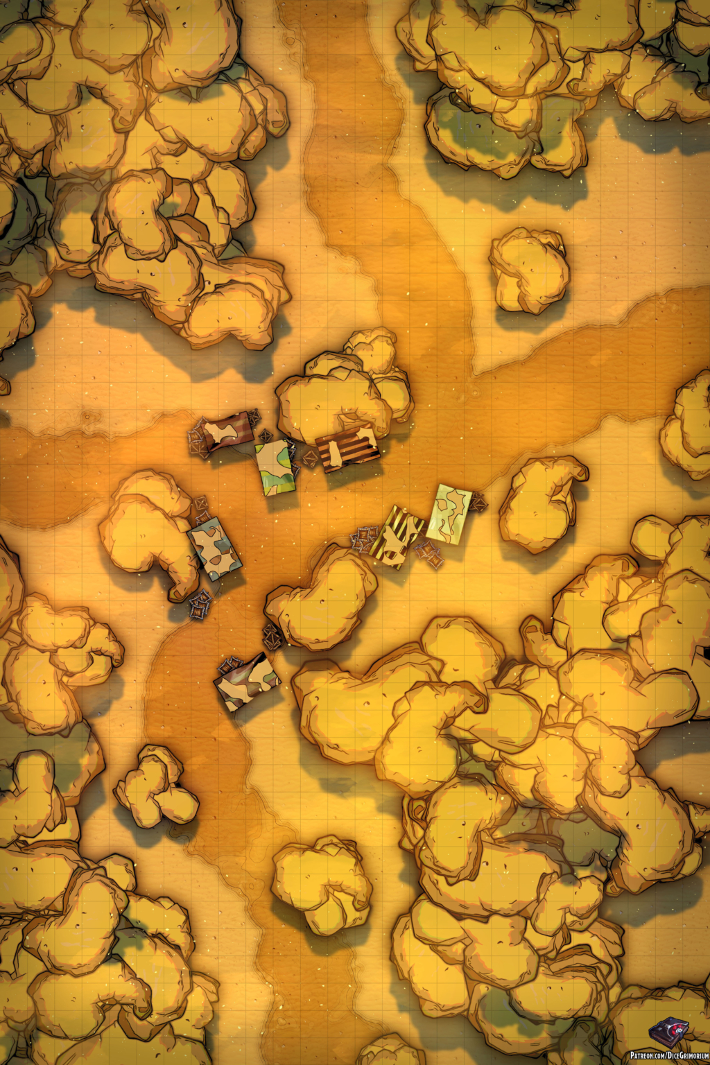 Desert Crossroads - D&D Map for Roll20 And Tabletop - Dice Grimorium