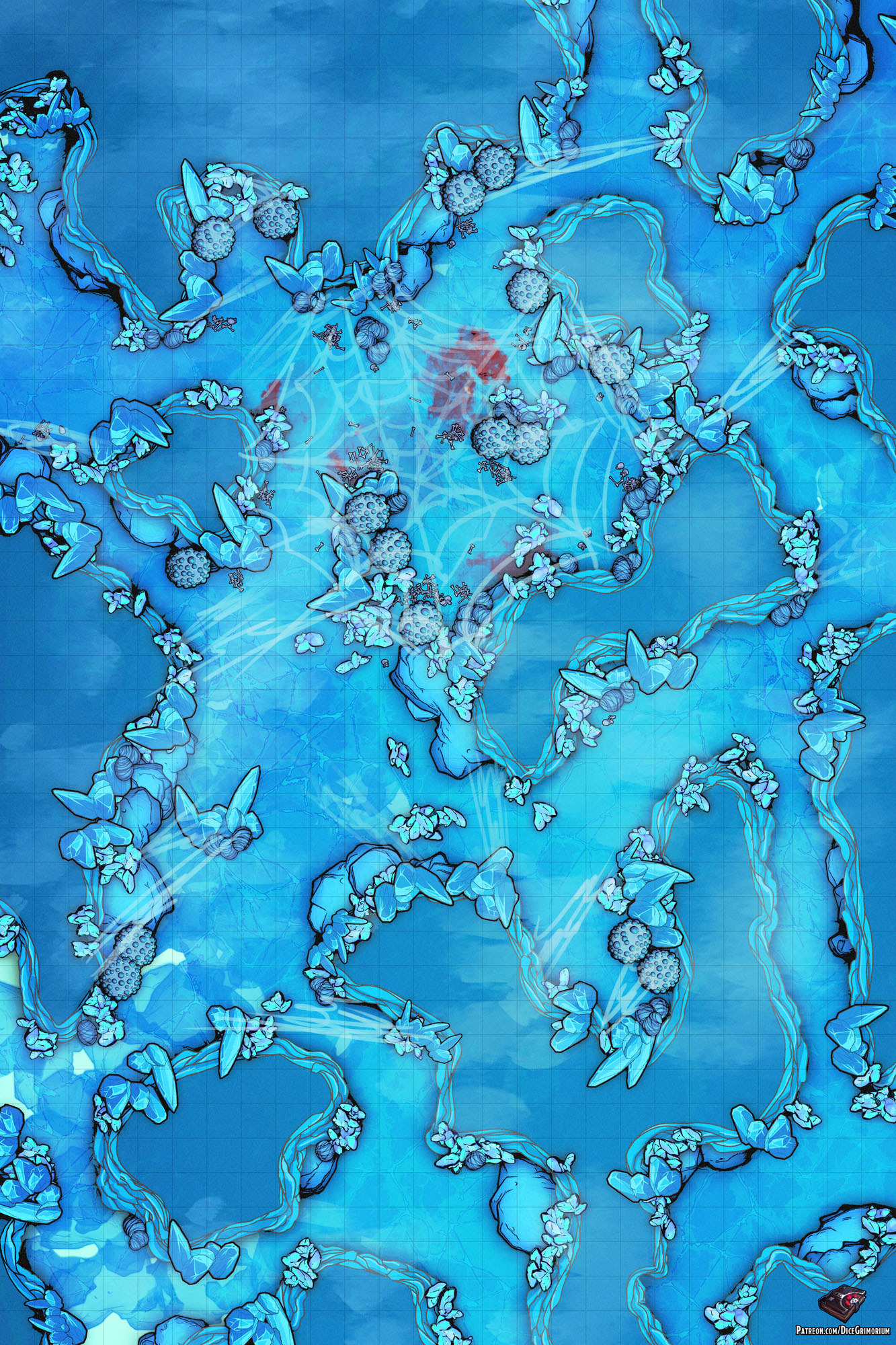 Ice Spider Cave - D&D Map for Roll20 And Tabletop - Dice Grimorium