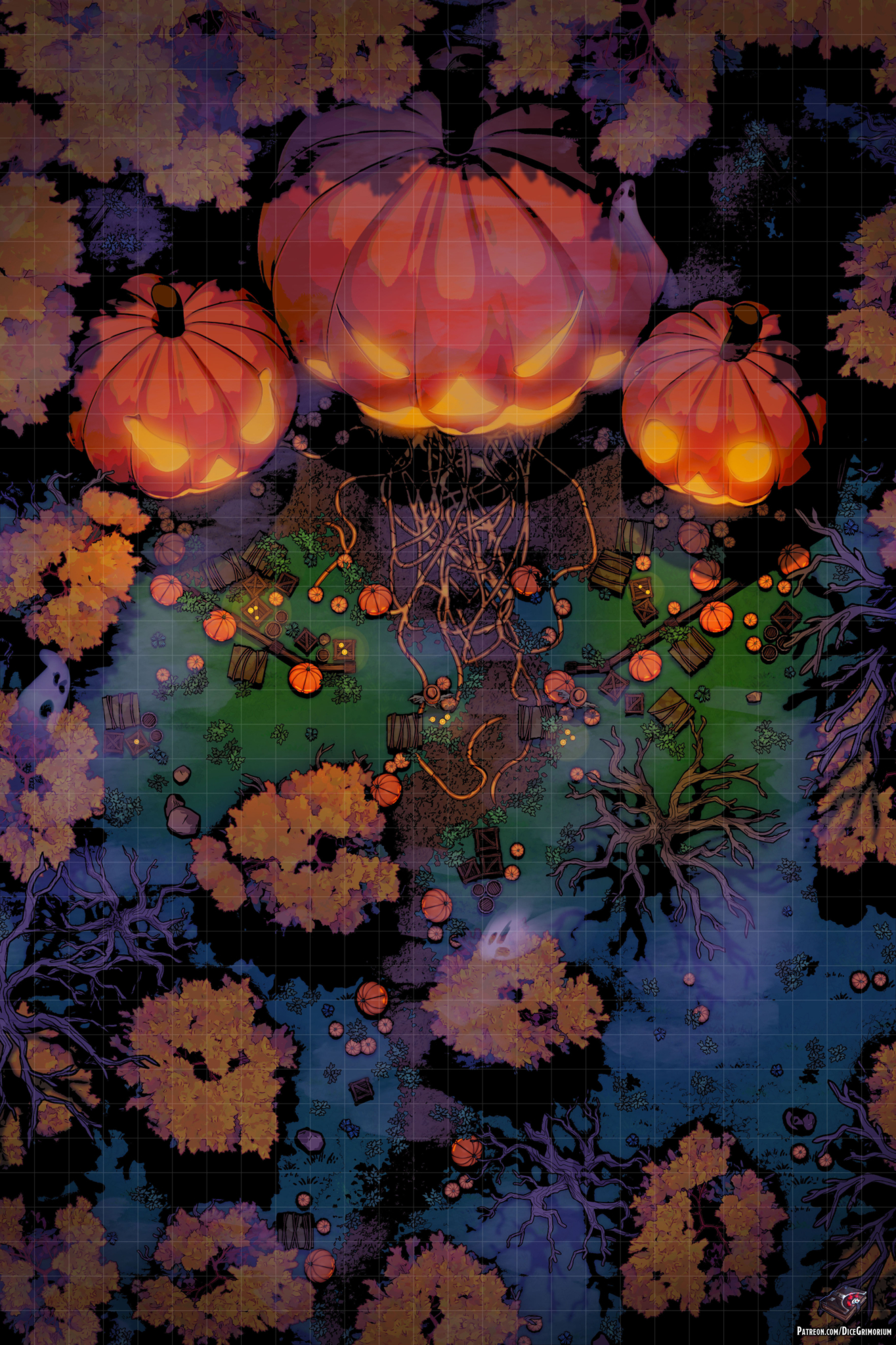Giant Pumpkin Entrance - D&D Map for Roll20 And Tabletop - Dice Grimorium