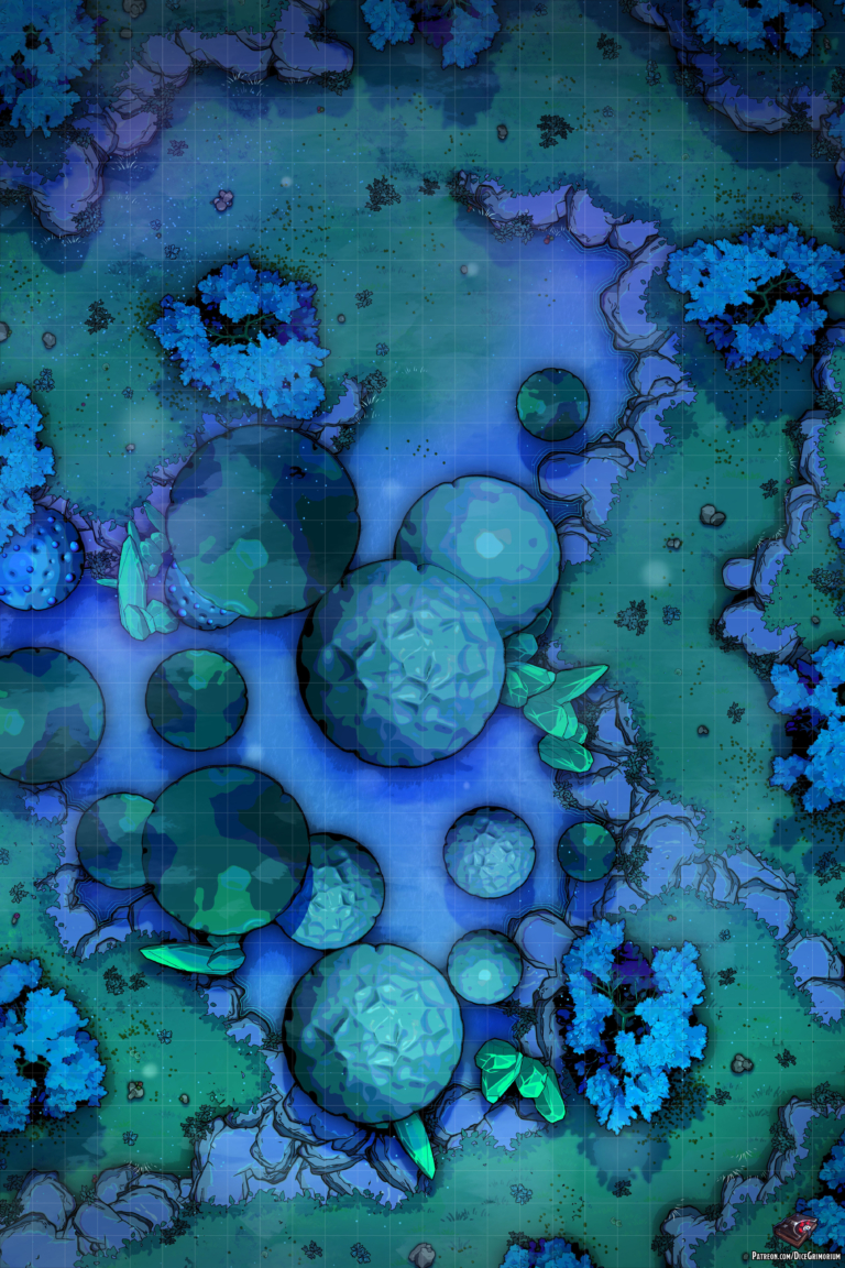 Giant Mushroom Lake - D&D Map for Roll20 And Tabletop - Dice Grimorium