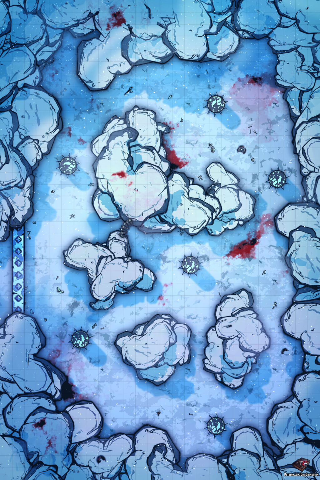Snowy Battle Arena - D&D Map for Roll20 And Tabletop - Dice Grimorium