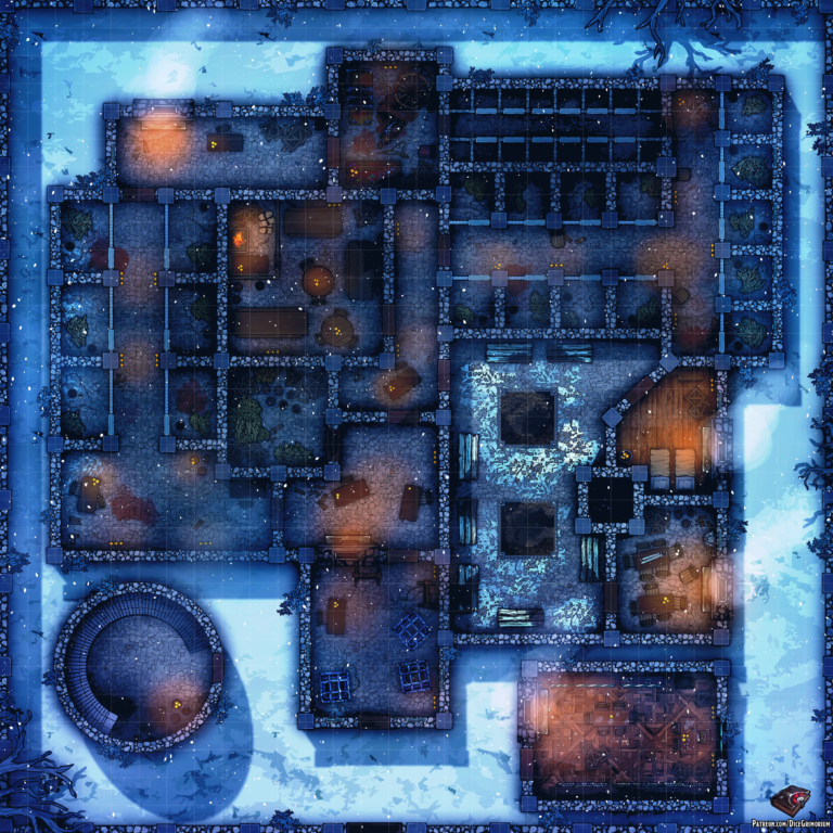 Winter Prison - D&D Map for Roll20 And Tabletop - Dice Grimorium