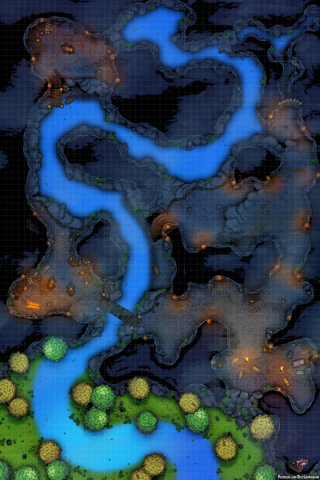 Riverfront Cave Hideout - D&D Map for Roll20 And Tabletop - Dice Grimorium
