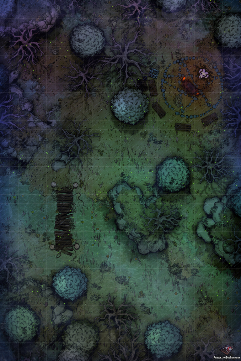 Swamp Ritual Site - D&D Map for Roll20 And Tabletop - Dice Grimorium
