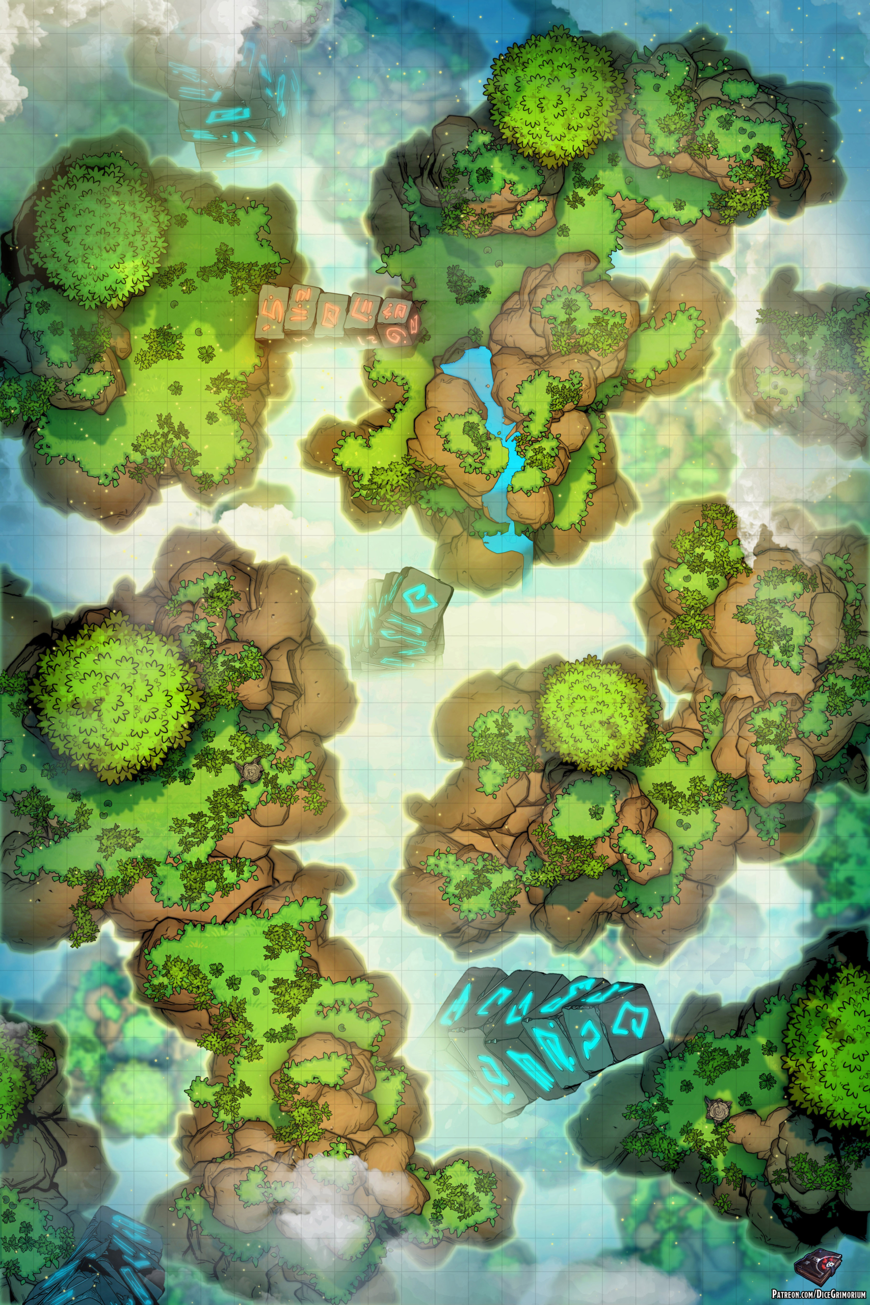 Floating Forest Islands - D&D Map for Roll20 And Tabletop - Dice Grimorium