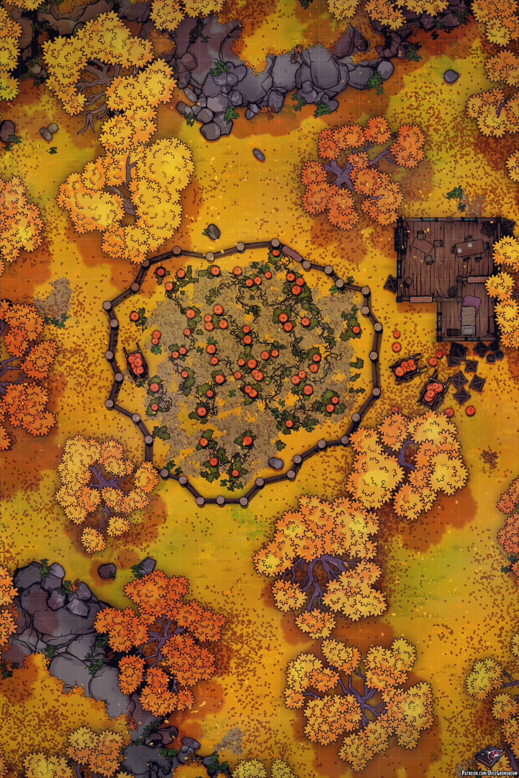 Forest Pumpkin Patch - D&D Map for Roll20 And Tabletop - Dice Grimorium