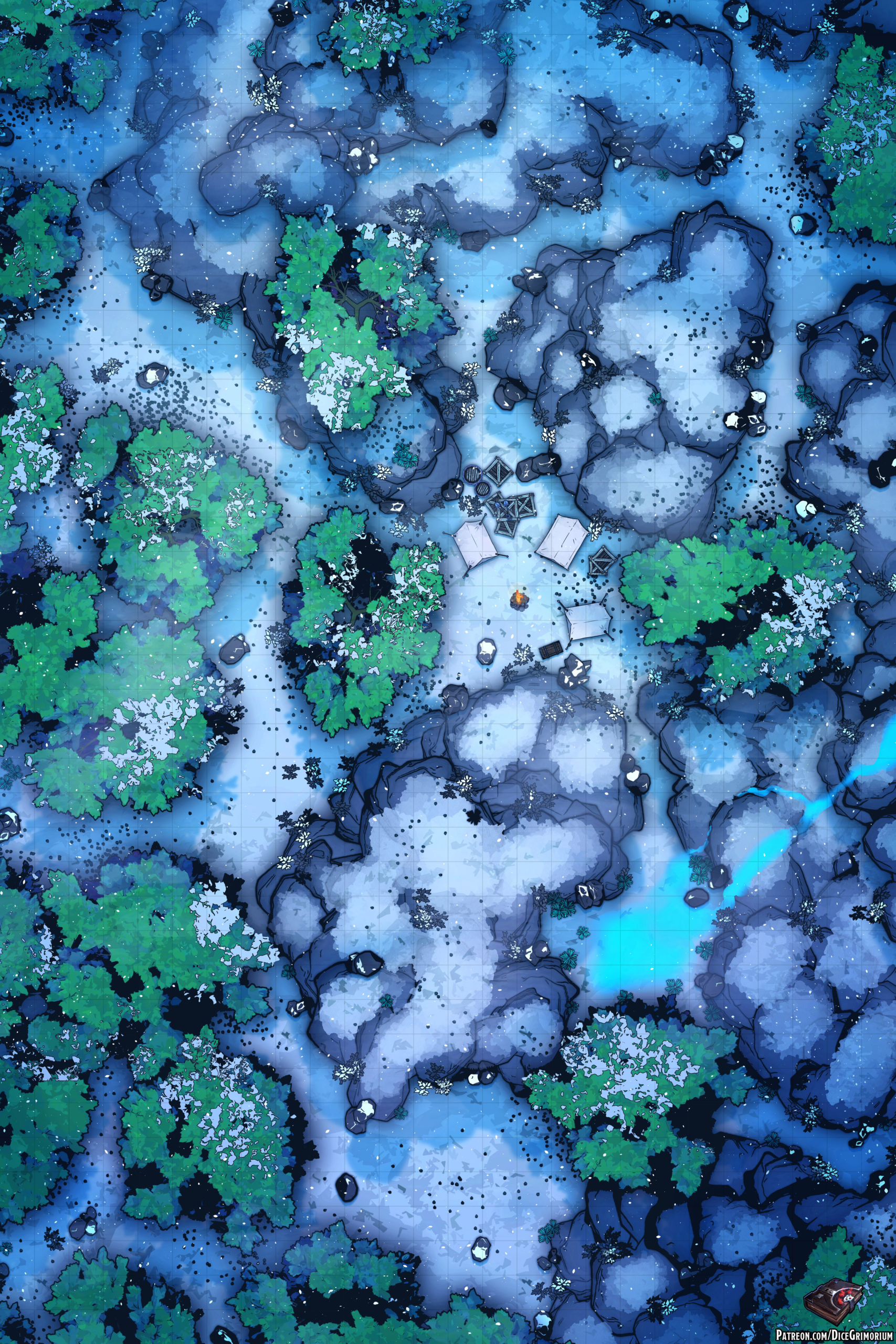 Snowy Forest Vol. 5 - D&D Map for Roll20 And Tabletop - Dice Grimorium