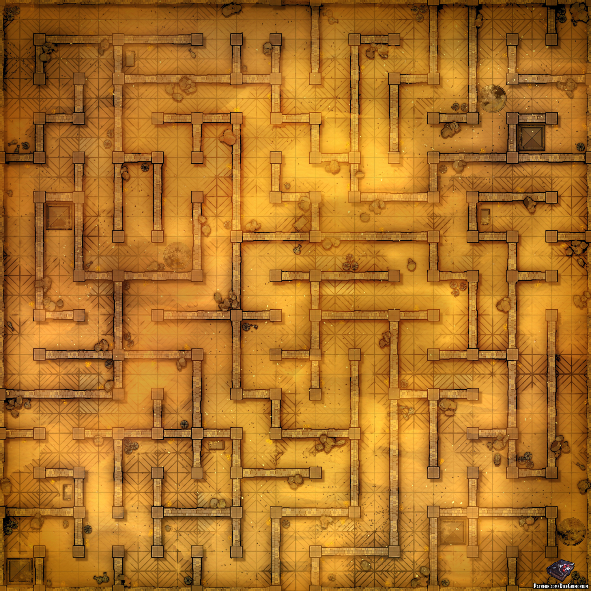 Desert Labyrinth - D&D Map for Roll20 And Tabletop - Dice Grimorium