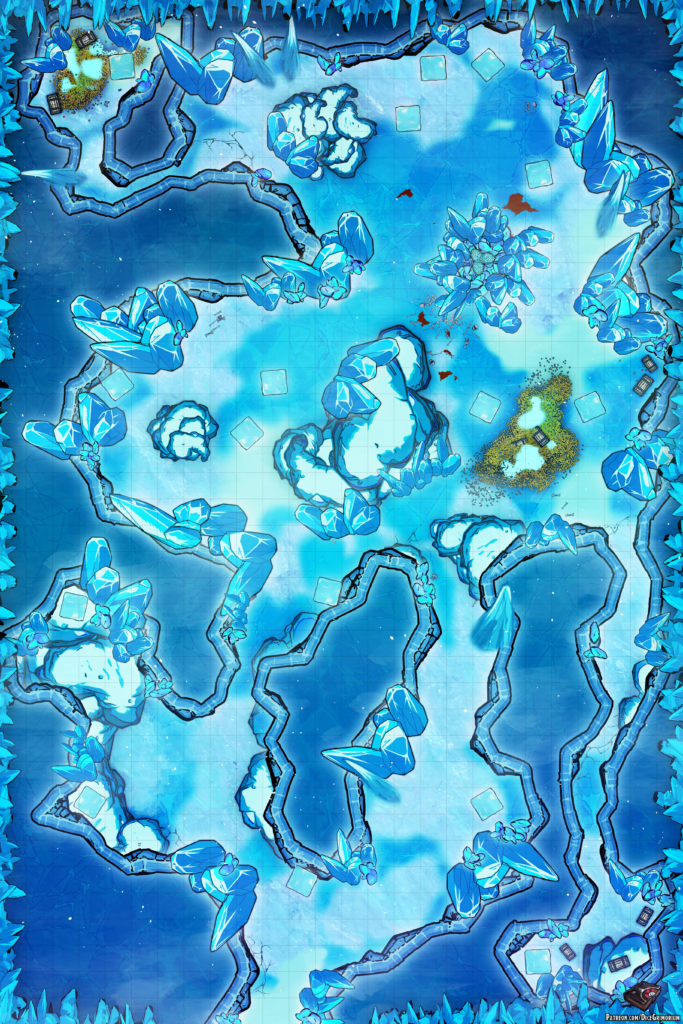 Ice Dragon Cave - D&D Map for Roll20 And Tabletop - Dice Grimorium